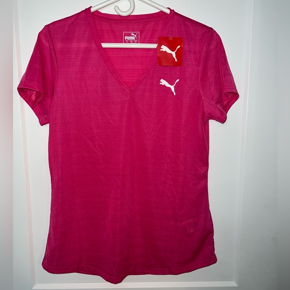 Puma | Tops | Puma Fushsia Work Out V Neck Tshirt | Poshmark